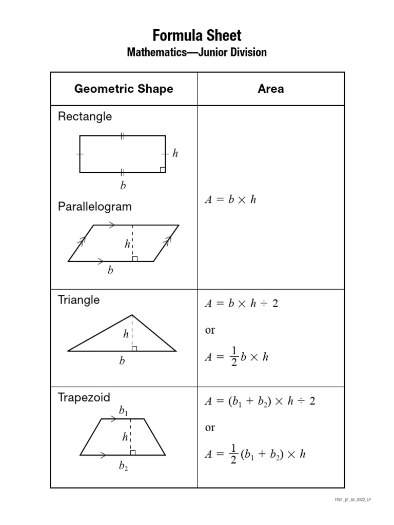 g6 Formula Sheet Large Print | PDF