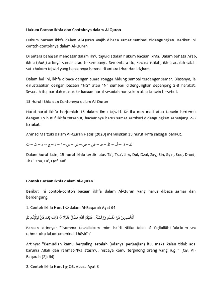 Hukum Bacaan Ikhfa | PDF