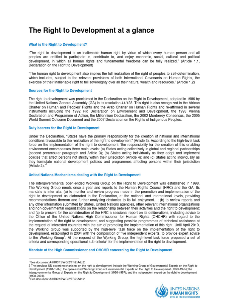 Right To Development UN | Download Free PDF | Human Rights | Justice