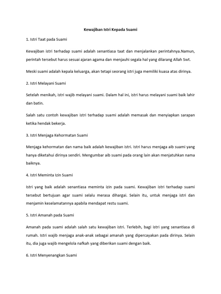 Kewajiban Istri Kepada Suami | PDF