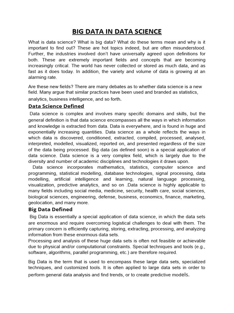 Big Data in Data Science | PDF | Data Science | Data