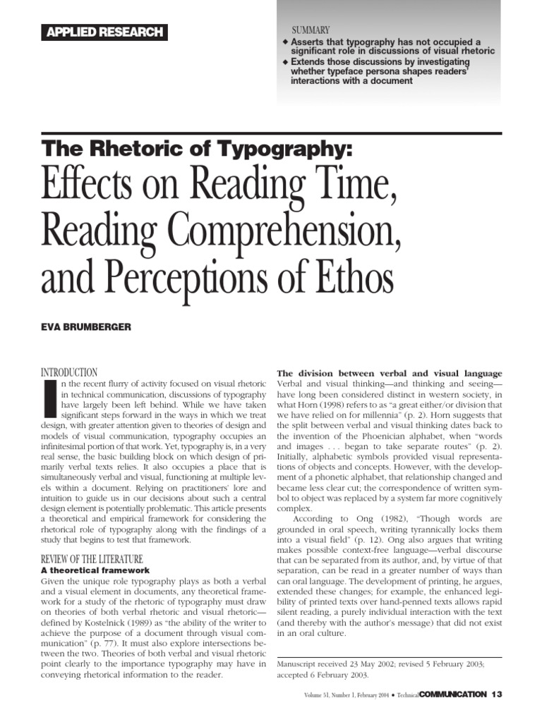The Rhetoric of Typography Effects On Re | PDF | Typography | Rhetoric