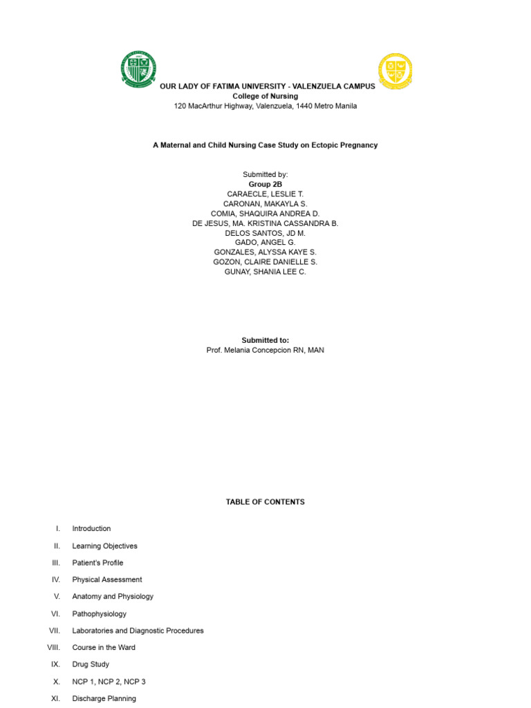 Ectopic Pregnancy Case Study Analysis | PDF | Uterus | Nonsteroidal ...
