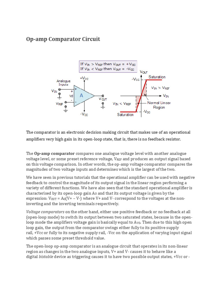 Op-Amp Comparator Circuit | PDF | Operational Amplifier | Amplifier