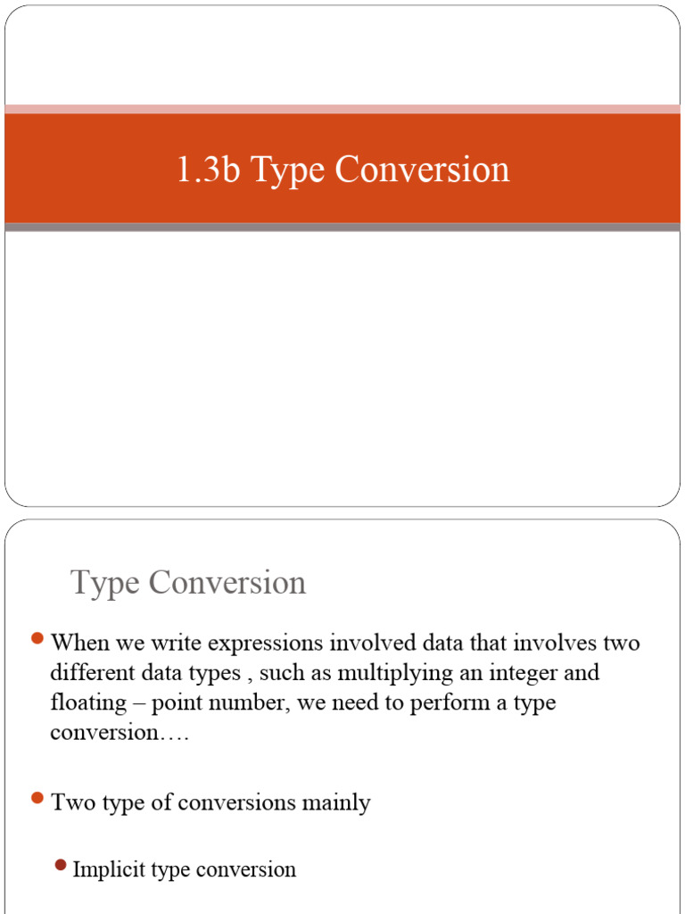 1.3b Type Conversion | PDF | Boolean Data Type | Integer (Computer Science)