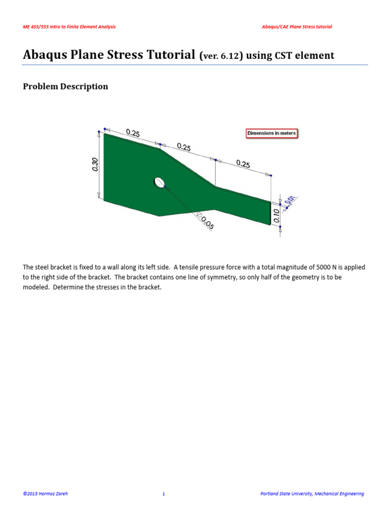 Abaqus Plane Stress Analysis Tutorial | PDF | Stress (Mechanics ...