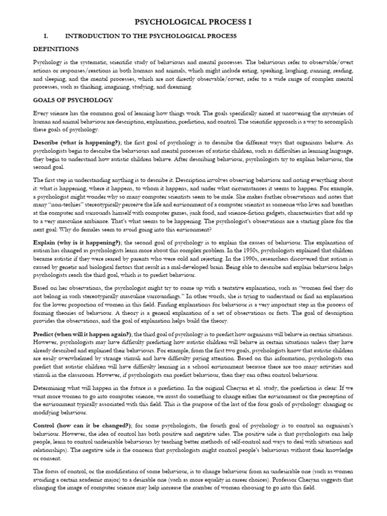 Psychological Process | PDF | Psychology | Humanistic Psychology