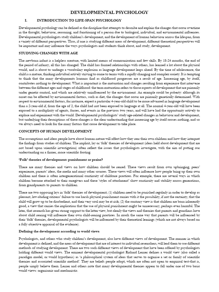 Developmental Psychology | PDF | Developmental Psychology | Cognitive Development