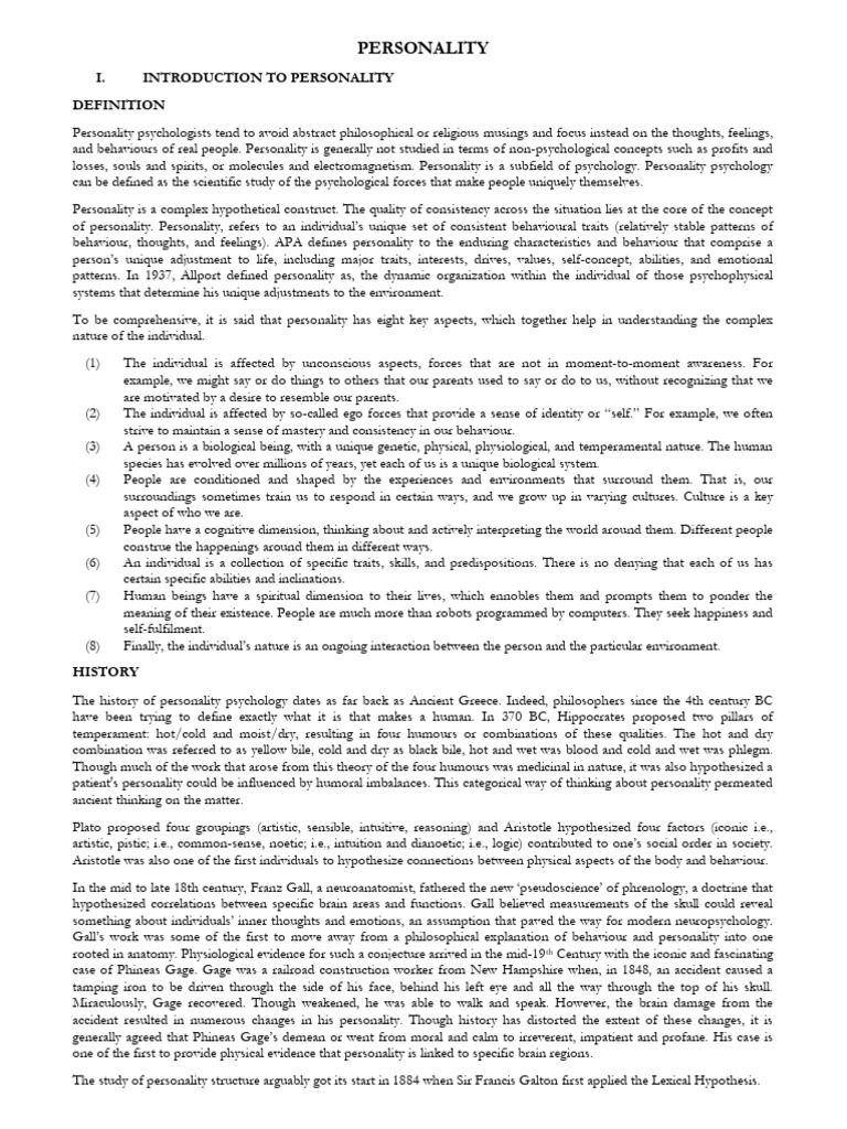 Personality | PDF | Id | Personality Psychology