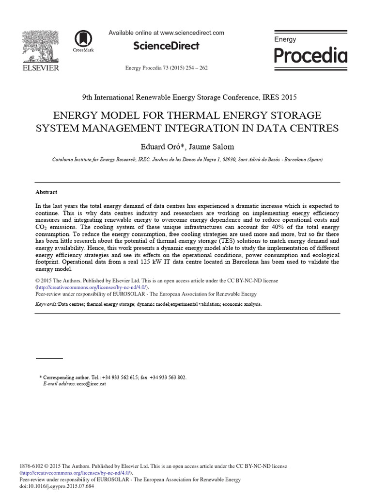 ENERGY MODEL FOR THERMAL ENERGY STORAGE SYSTEM MANAGEMENT INTEGRATION ... ENERGY MODEL FOR THERMAL ENERGY STORAGE SYSTEM MANAGEMENT INTEGRATION ...