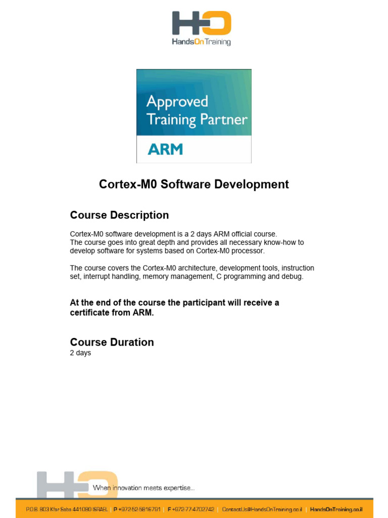 Cortex-M0 Software Development Course | PDF | Embedded System | Software