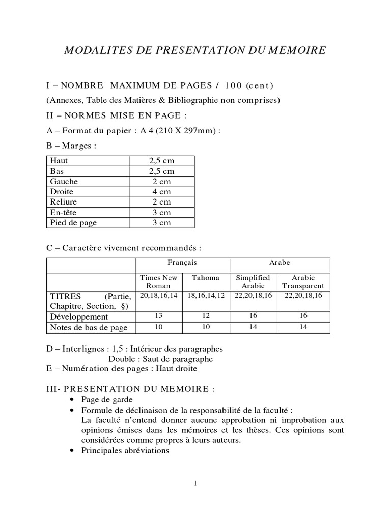 Guide de Présentation de Mémoire | PDF | Édition