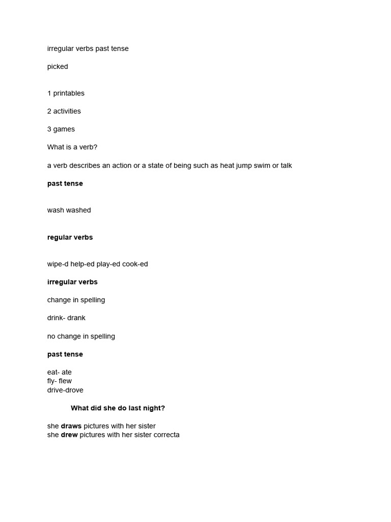 Irregular Verbs Past Tense | PDF | Grammatical Tense | Grammar