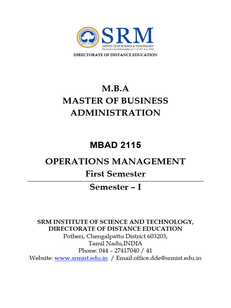 MBAD 2115 Operations Management | PDF | Strategic Management | Supply Chain