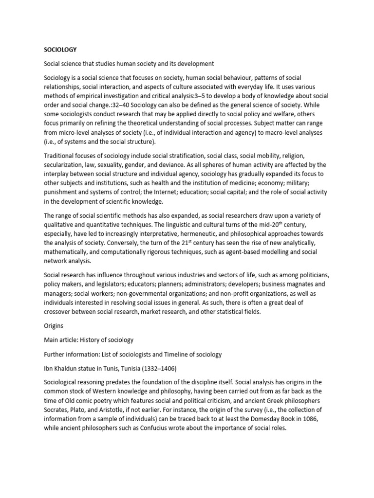 Soc 101 - Handout 1 | PDF | Sociology | Positivism