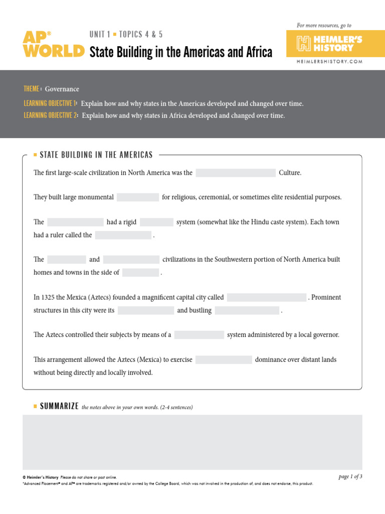 AP World Unit 1 Topic 4 - 5 Noteguides | PDF | Africa