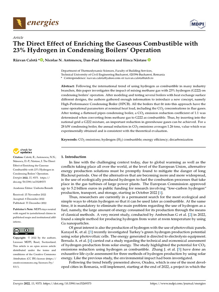 The Direct Effect of Enriching The Gaseous Combustible With 23% ...