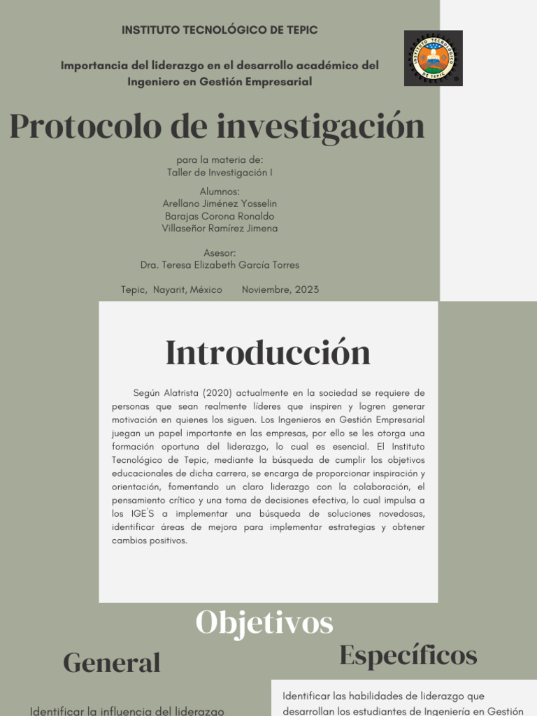 Presentación de Protocolo de Investigación - Equipo | PDF | Liderazgo | Business