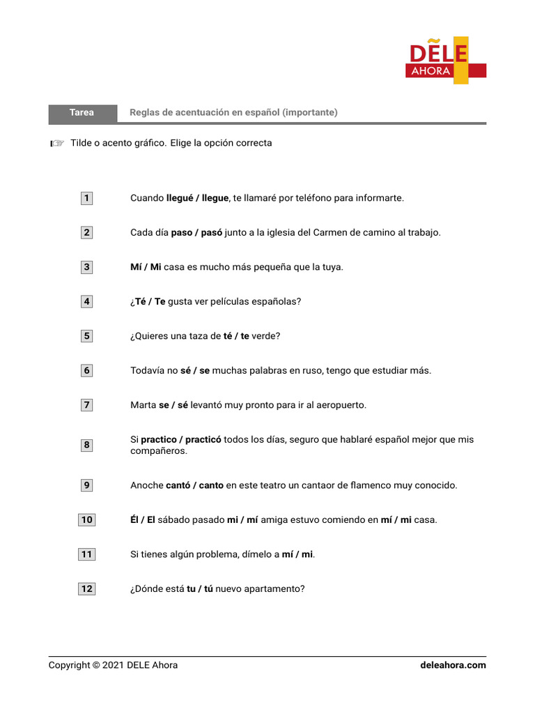 Reglas de Acentuacion en Espanol Importante | PDF