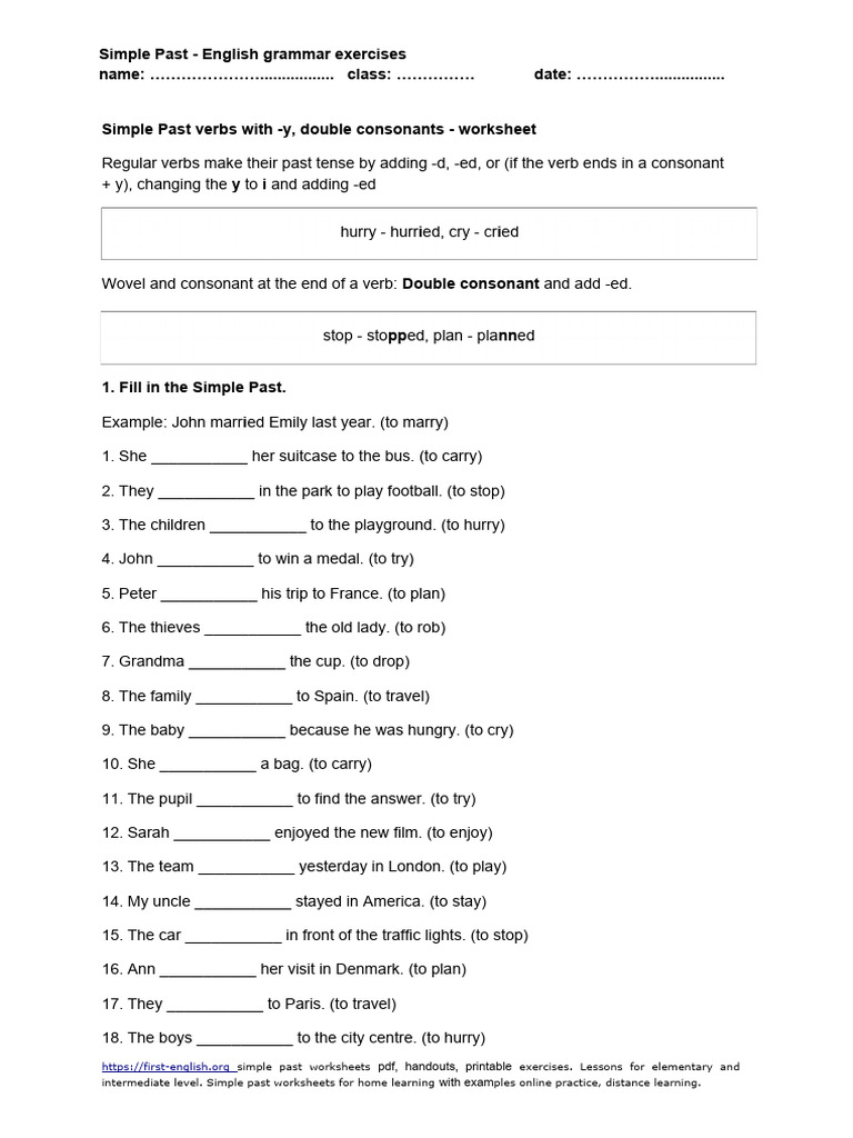 Simple Past Worksheet for Students | PDF