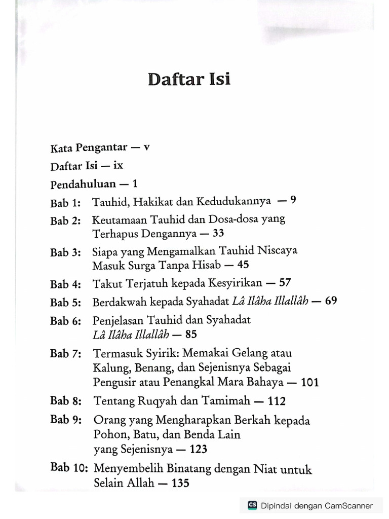 Daftar Isi Buku Syarah Kitab Tauhid Karya Ustadz Yazid Bin Abdul Qadir ...