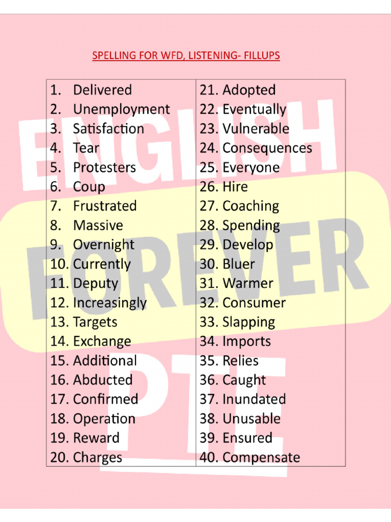Updated WRITE FROM DICTATION AND LISTEINING SPELLINGS PTE (2) Ss | PDF
