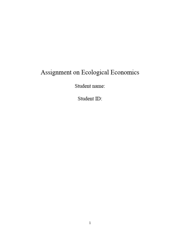 Assignment On Ecological Economics | PDF | Climate Change | Climate Change Mitigation