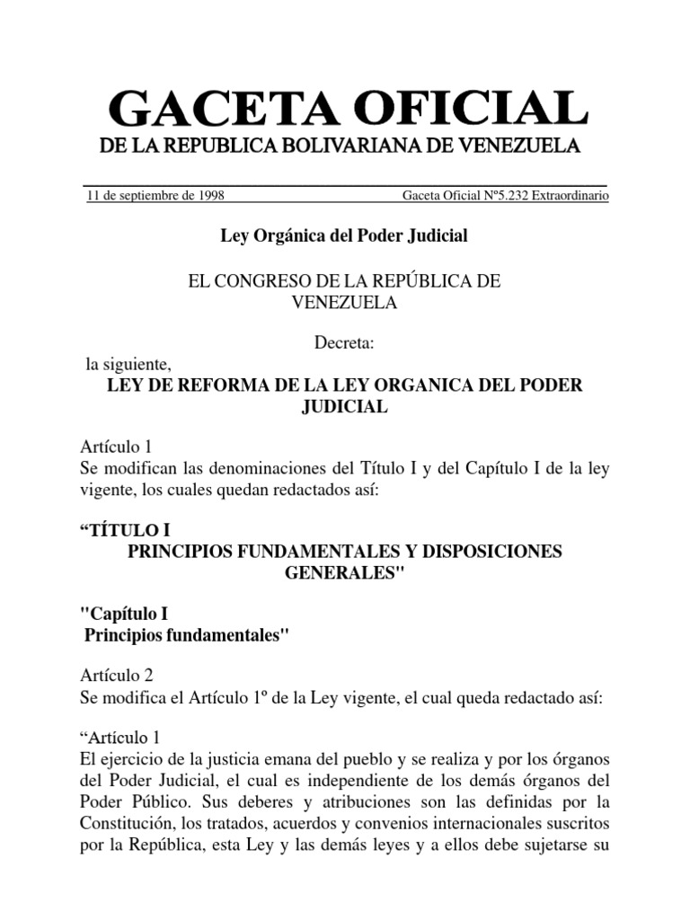 Reforma de La Ley Organica Del Poder Judicial | PDF | Judicaturas | Juez