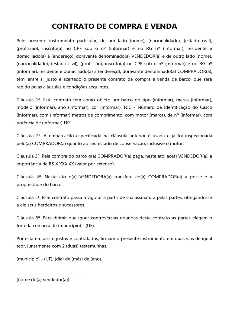 CONTRATO DE COMPRA E VENDA | PDF