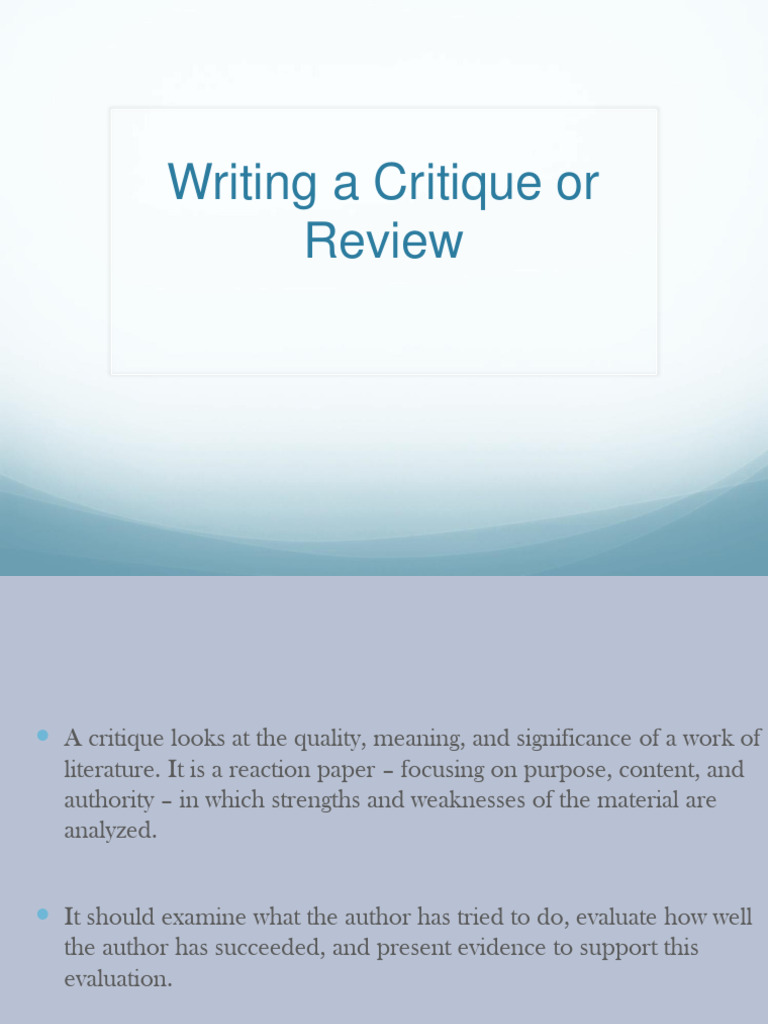 Guide Critique Paper | PDF | Books | Thought