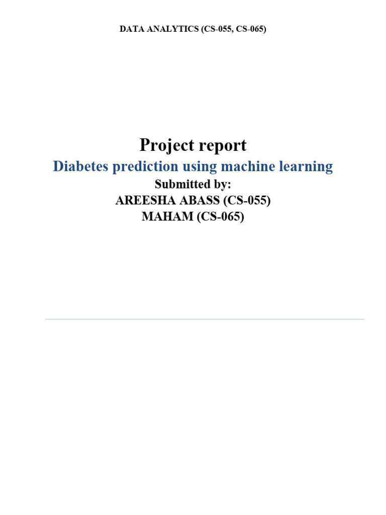 Diabetes Prediction Report | PDF | Support Vector Machine | Machine ...