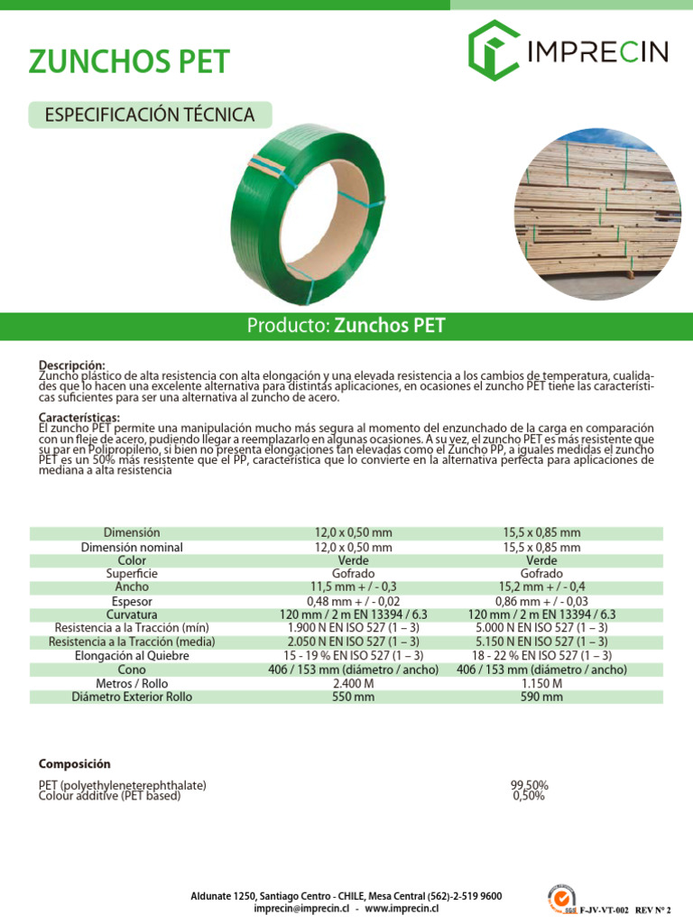 Zunchos Pet | PDF | Ingeniero civil | Materiales