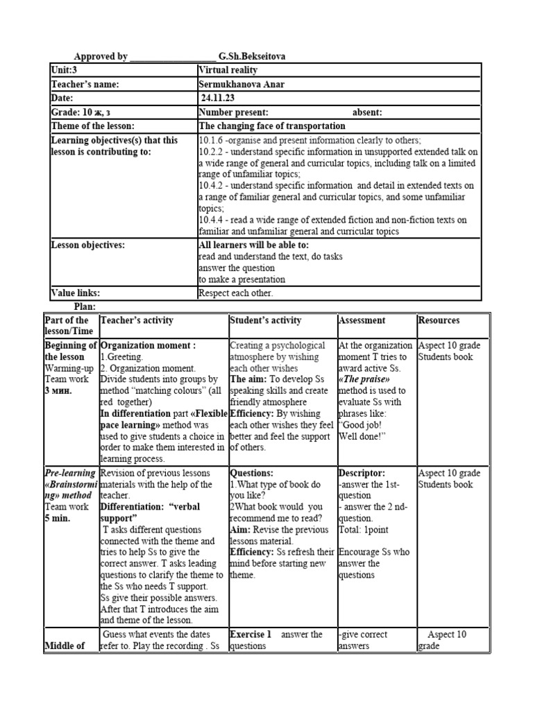 Lesson Plan 9 Termm 2 | PDF | Learning | Lesson Plan