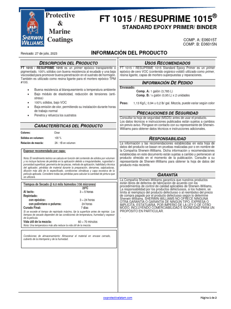 E06015 FT 1015 Resuprime 1015 | PDF