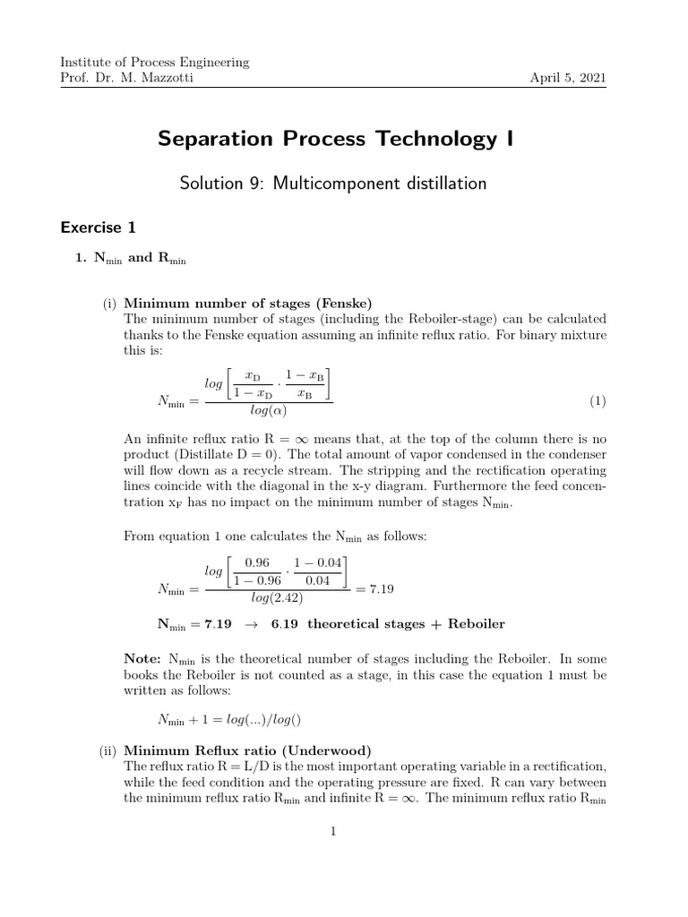 Sol Series10 | PDF | Distillation | Unit Operations