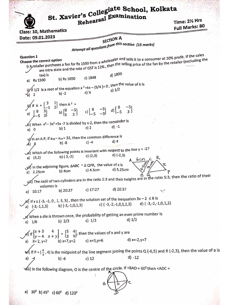 MATHS PREBOARDS | PDF