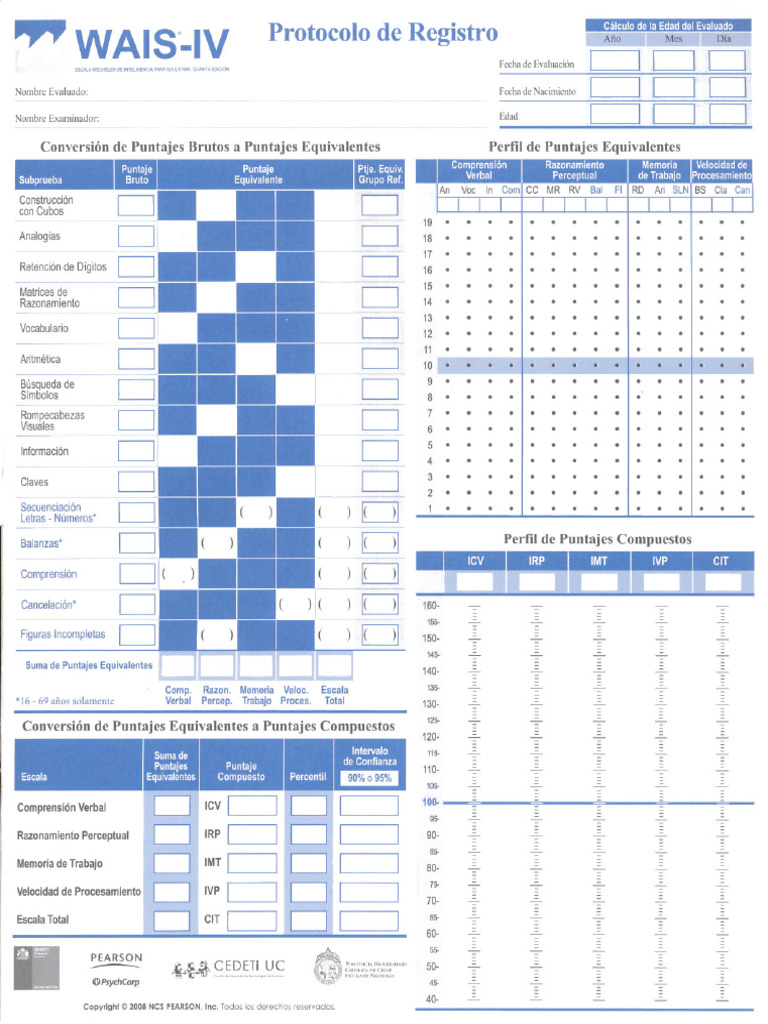 Protocolo WAIS IV | PDF