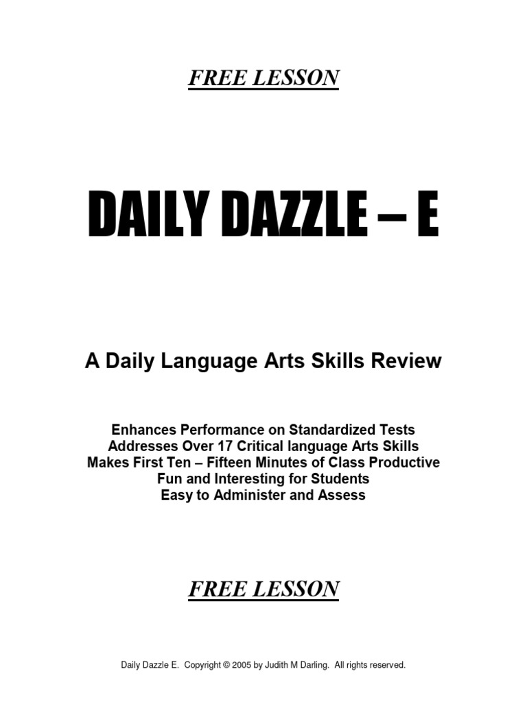 Daily Dazzle - E: Free Lesson | PDF | Adverb | Noun