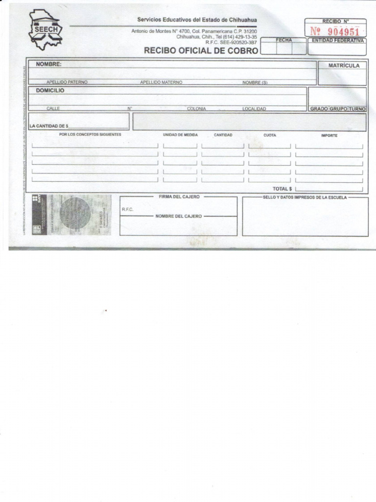 Recibo de Cobro Tienda Escolar | PDF