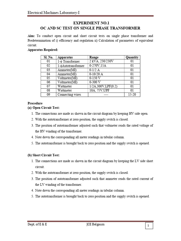Machine Lab Expt 1to6 | PDF | Transformer | Electric Motor