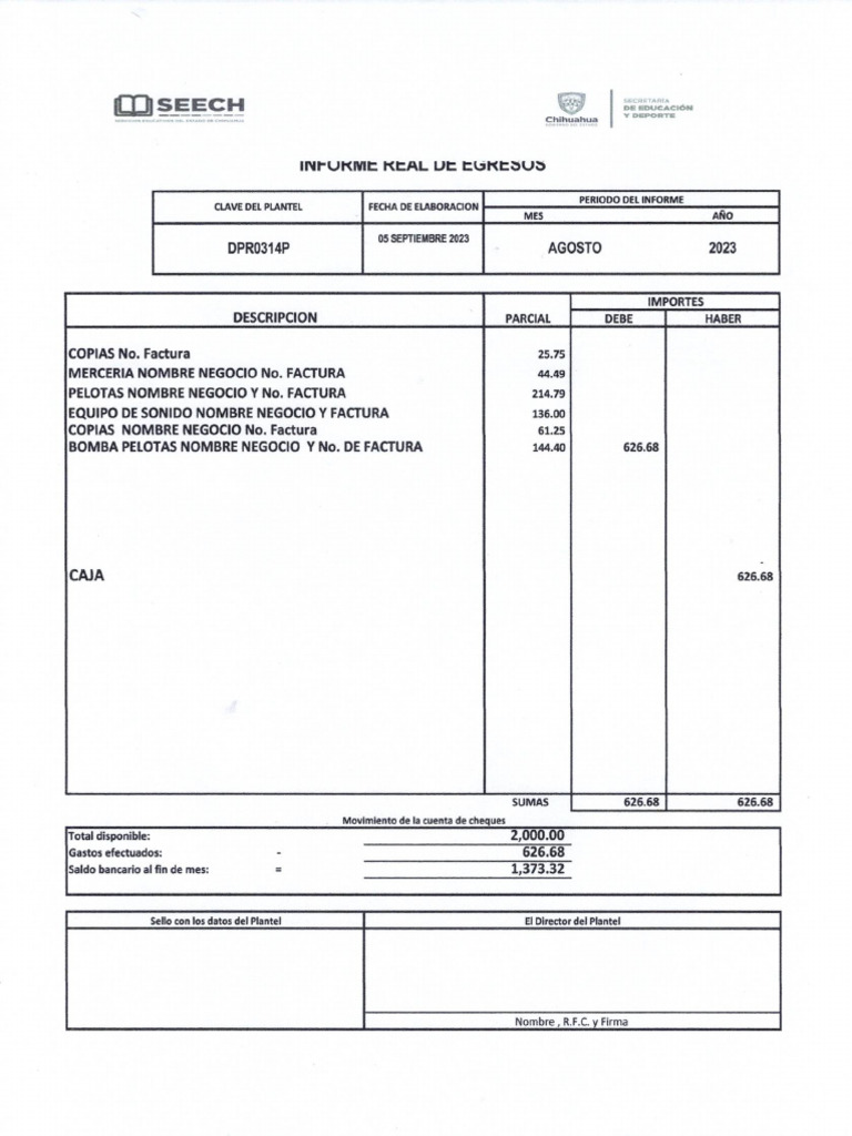 Formato Egresos | PDF