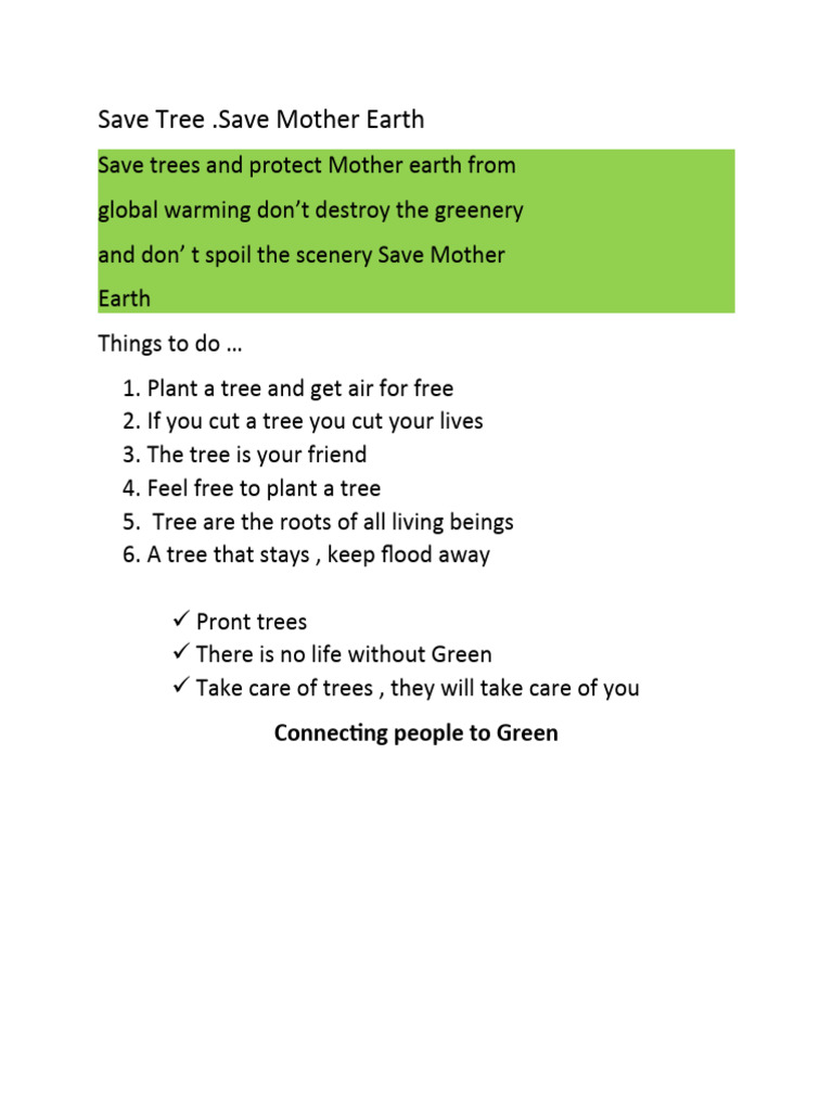Save Trees Save Mother Earth | PDF