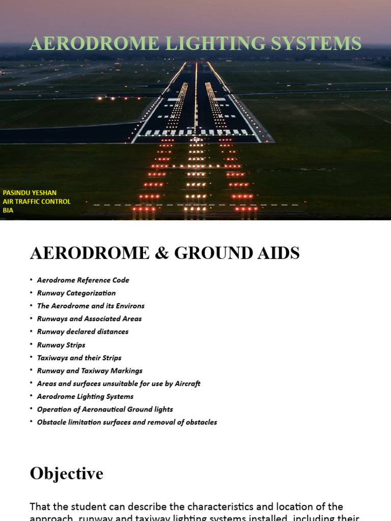 Aerodrome Lighting Systems | PDF | Airport | Air Traffic Control