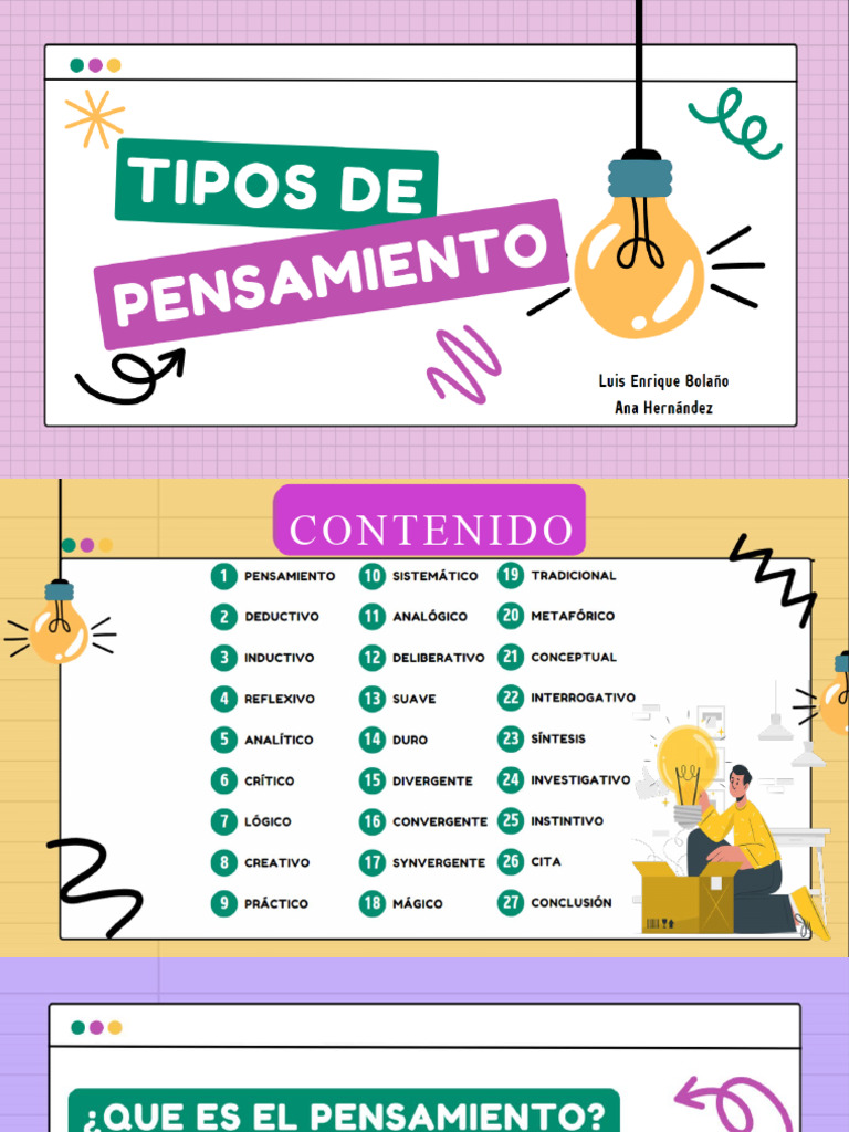 Presentación Tipos de Pensamientos | PDF | Pensamiento | Razonamiento deductivo