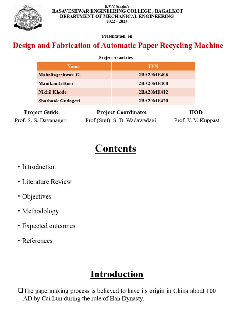 Automatic Paper Recycling Machine Design | PDF | Paper | Recycling