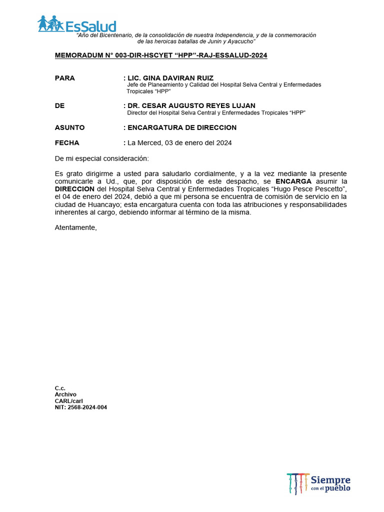 Modelo Memorandum | PDF | Hospital