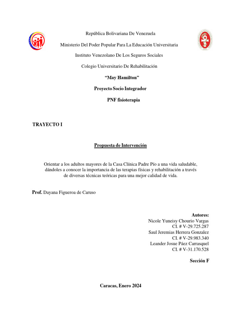 "May Hamilton" Proyecto Socio Integrador PNF Fisioterapia | Descargar ...