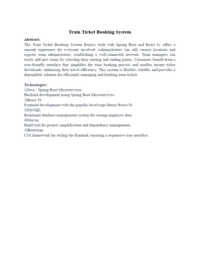 Train Ticket Booking System | PDF