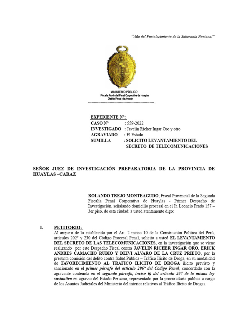 C.F. 559-2022 Levant. Del Secreto de Las Comunicaciones | PDF | Cannabis (Droga) | Derecho penal