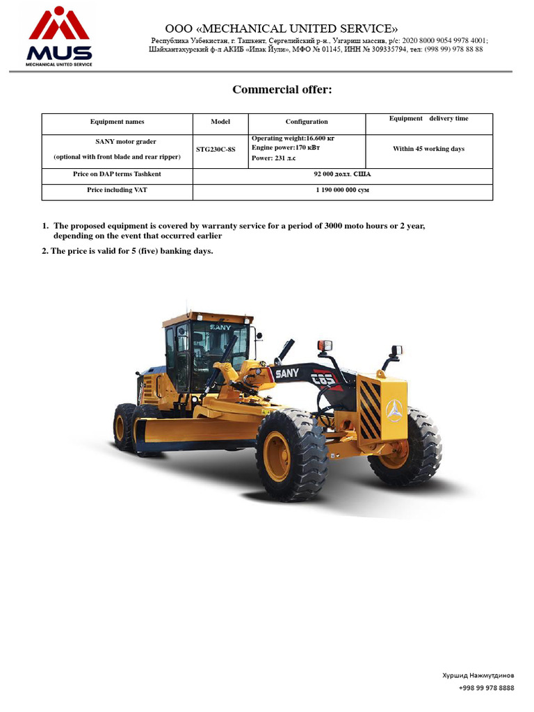 Sany STG230C-8S | PDF | Wheeled Vehicles | Car